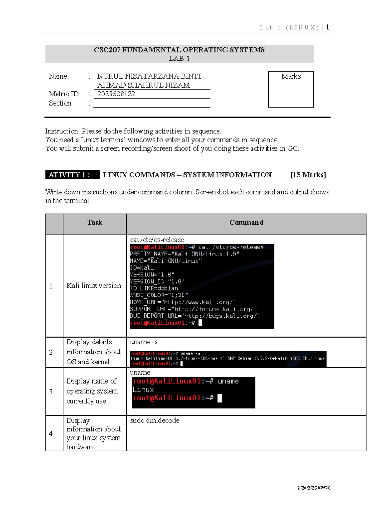 CSC207 Lab 1: Linux Commands and File Manipulation Activities - Studocu