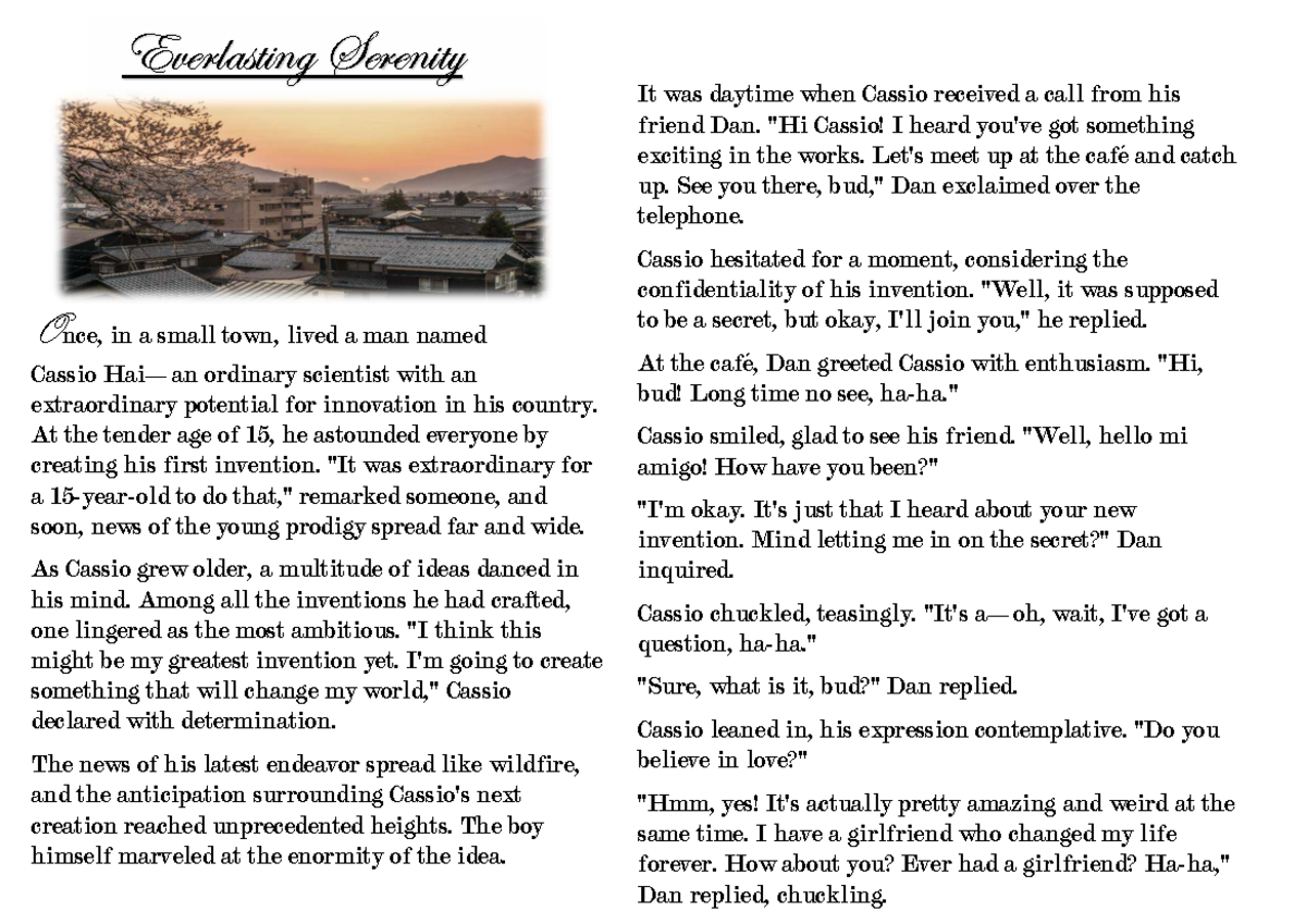 Everlasting Serenity: The Time Machine Invention Journey - Studocu