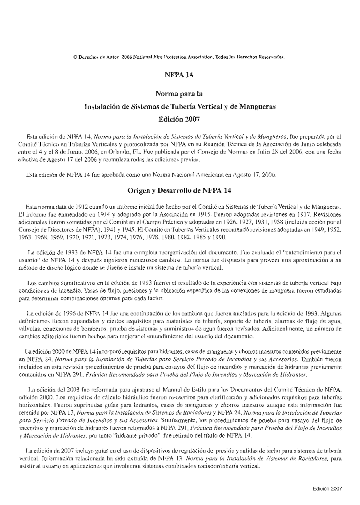 Norma NFPA 14: Instalación de Sistemas de Tubería Vertical y Mangueras ...
