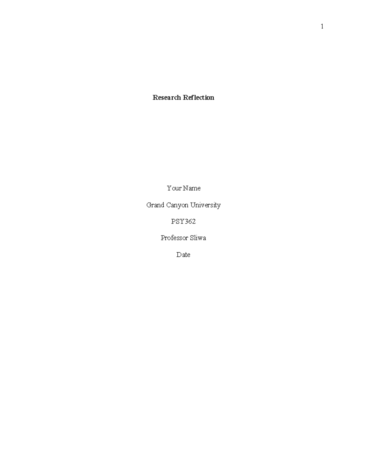 Research Reflection - Paper Template - Research Reflection Your Name ...