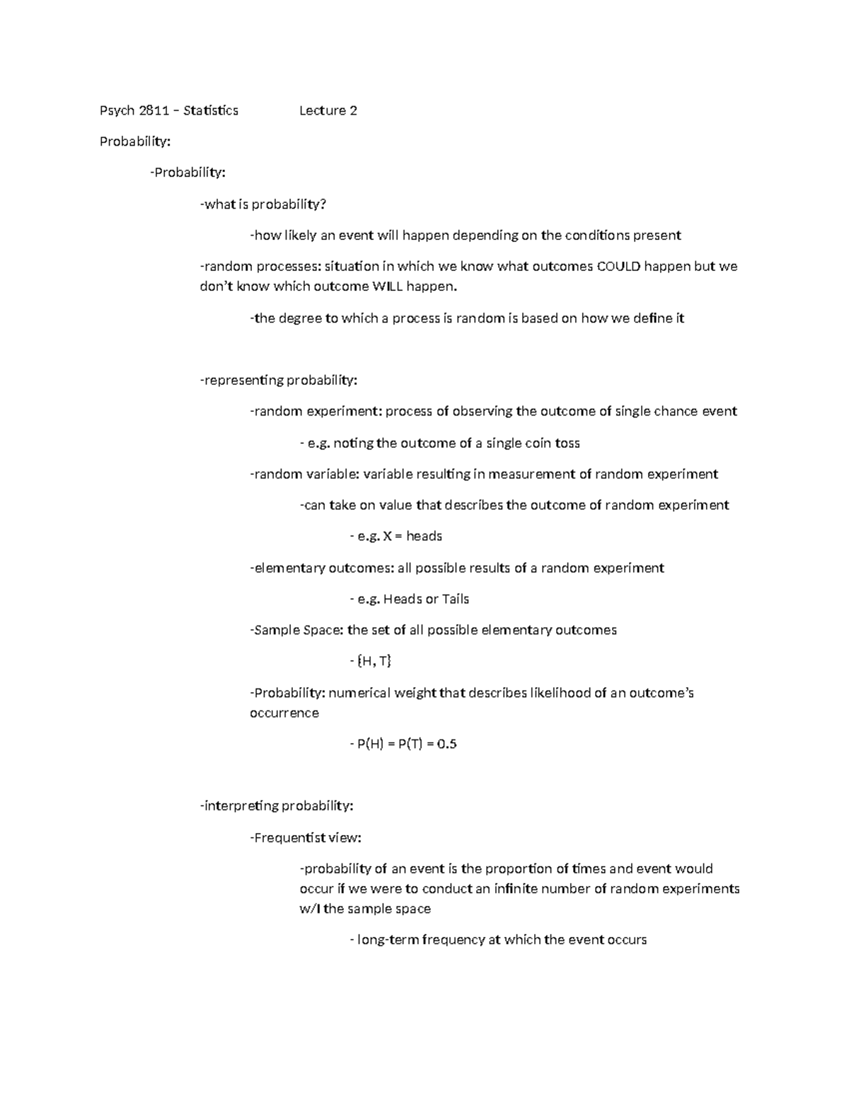 Psych 2811 Statistics Lecture 3: Understanding Probability Concepts ...