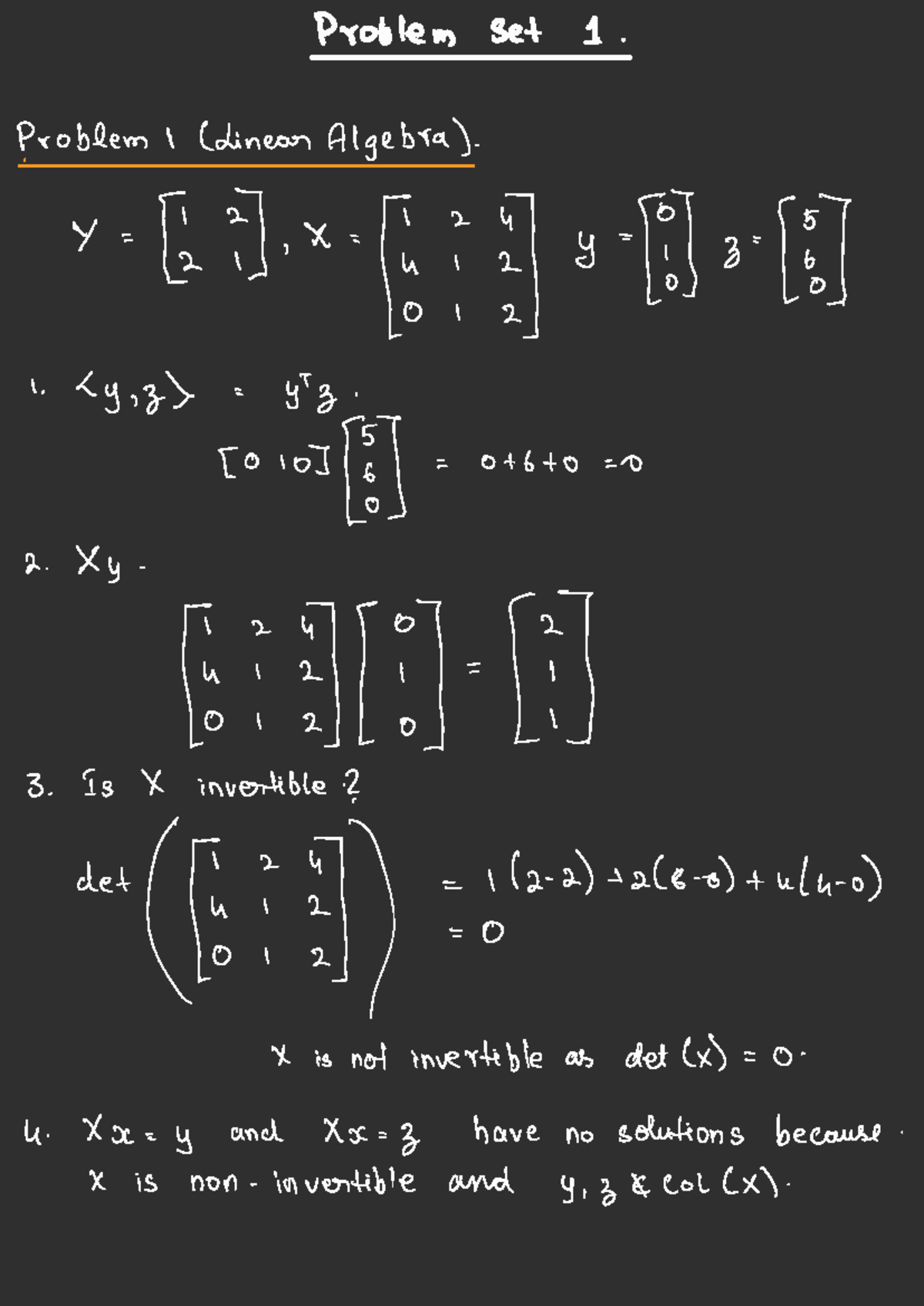 SO1 - Solutions for Problem Set 1 in Linear Algebra, Probability, and ...
