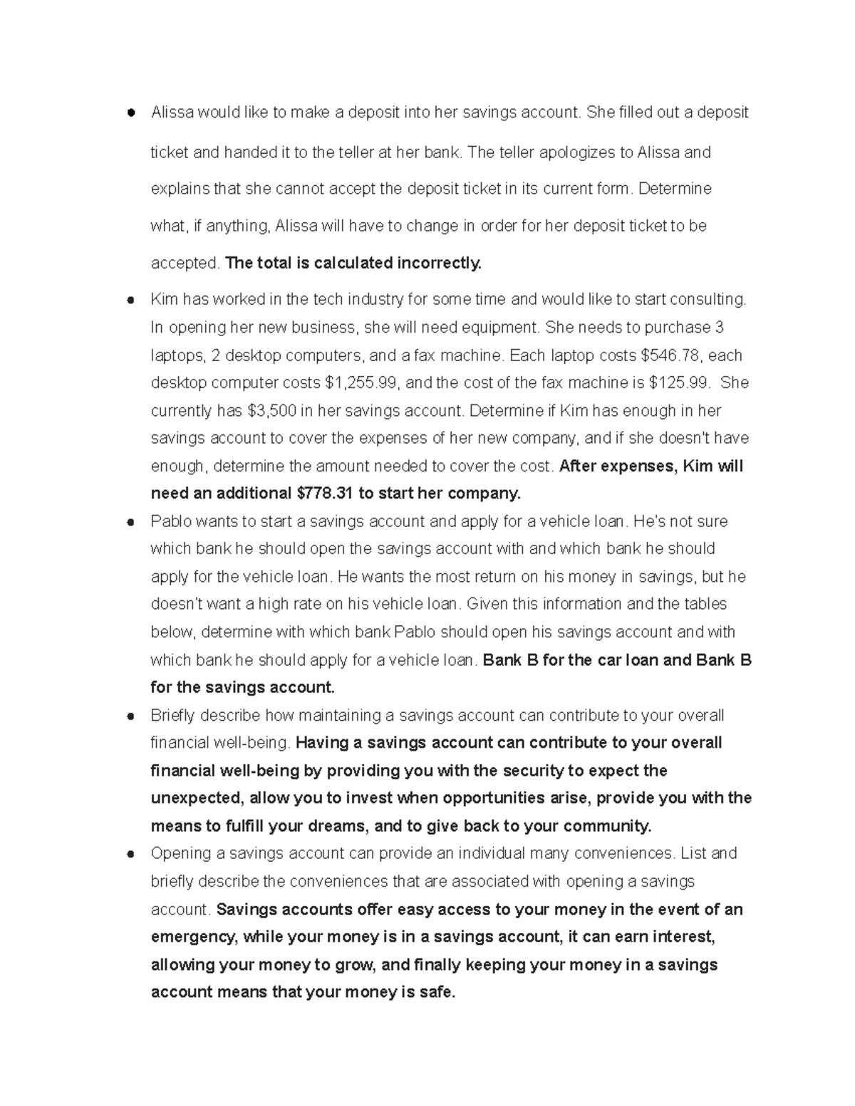 Savings Accounts: Financial Decisions and Calculations Guide - Studocu
