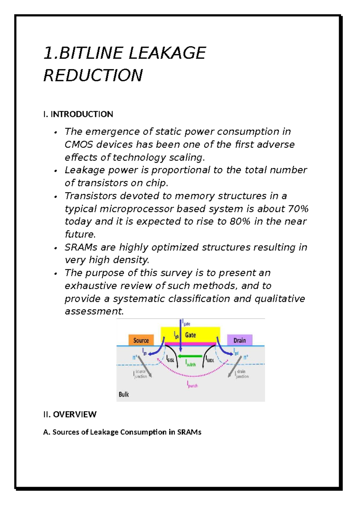 BITLINE LEAKAGE REDUCTION: A Comprehensive Survey on SRAM Techniques ...