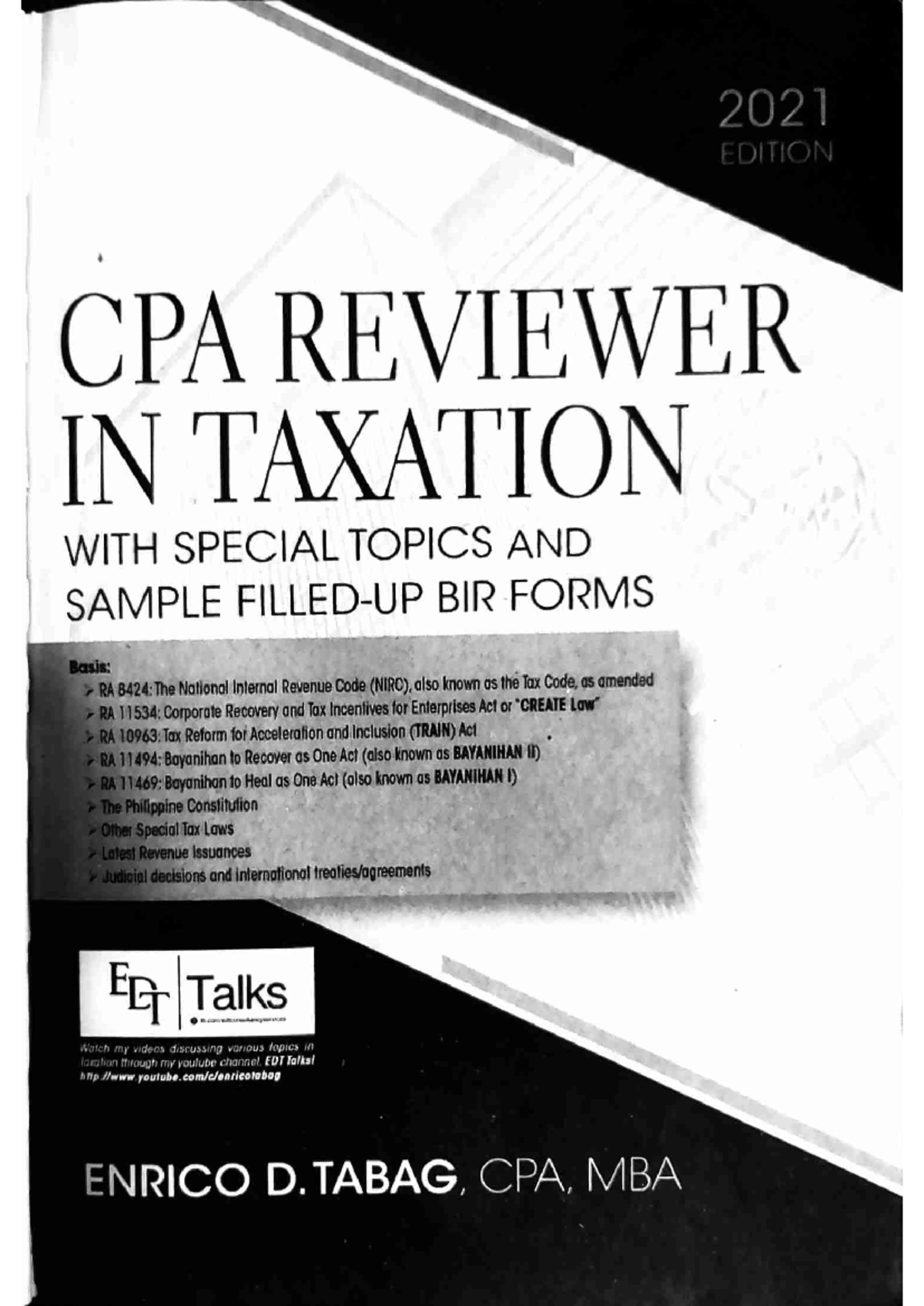 CPA Taxation Reviewer by Tabag - 2021 (Part 1) - Studocu