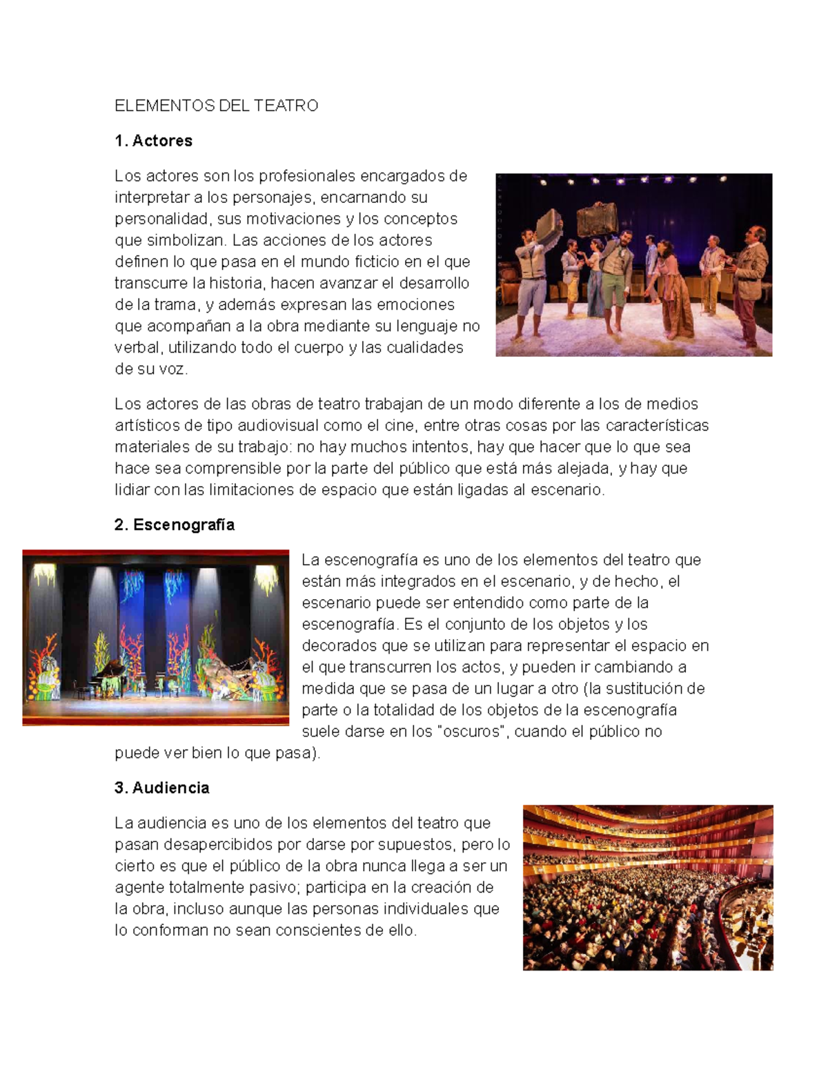 Elementos Clave en el Teatro: Actores, Escenografía y Más - Studocu