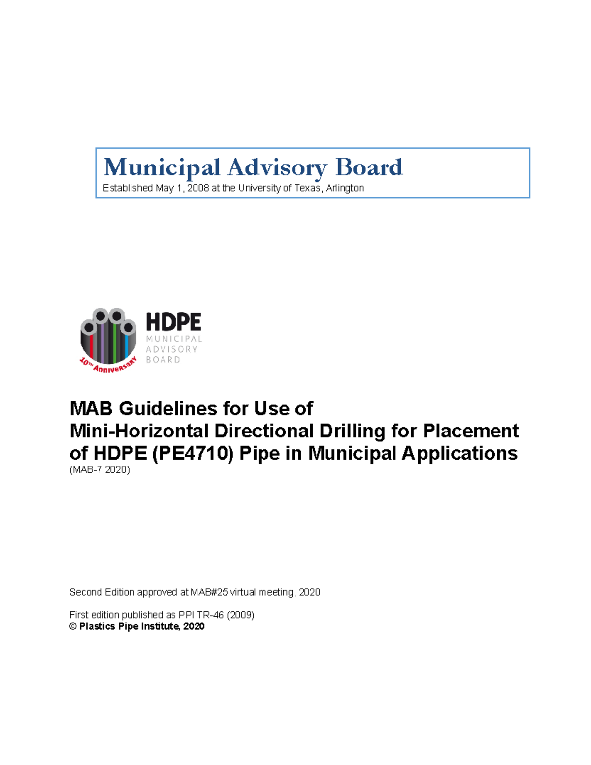 MAB-07: Guidelines for Directional Drilling of HDPE Pipe in Municipal ...