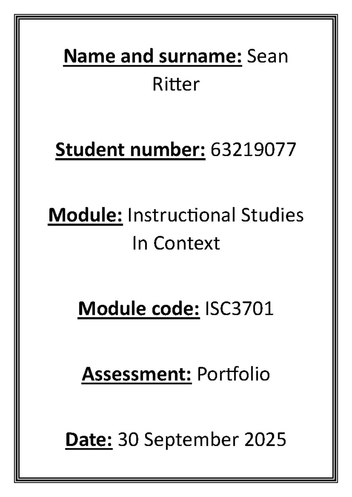ISC3701 Portfolio: Reflections on Teaching and Online Learning - Studocu