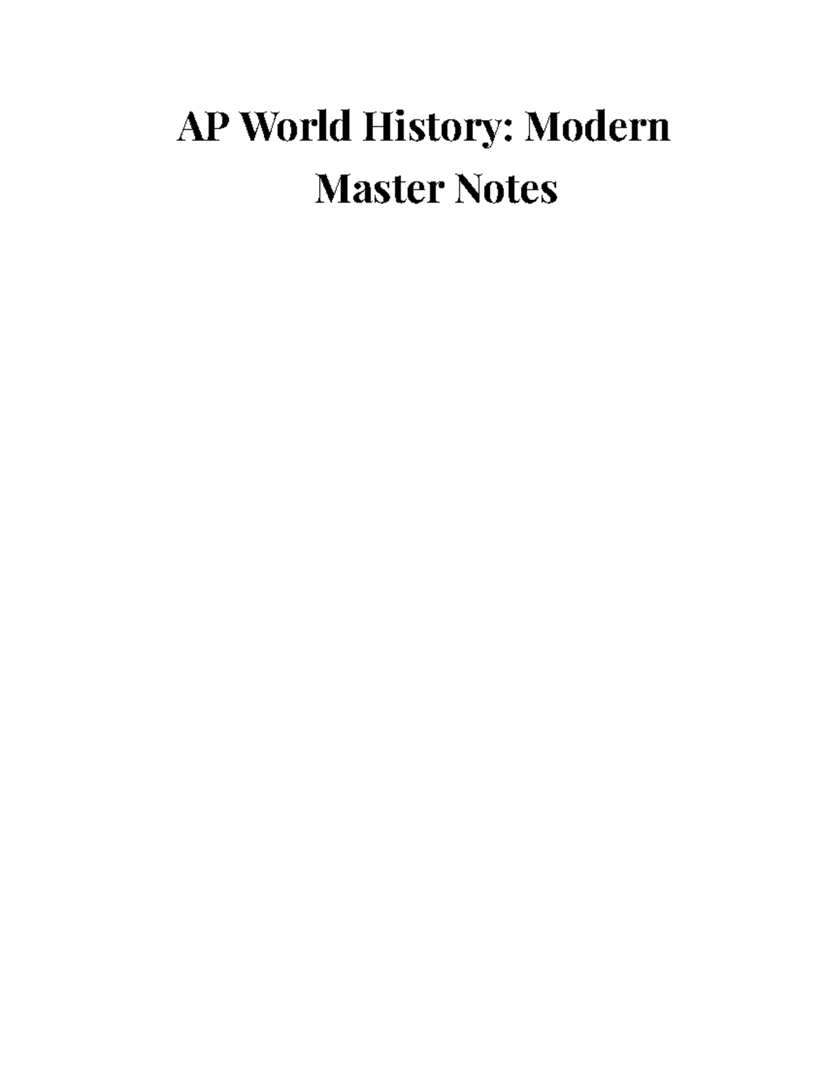 AP World History: Modern Comprehensive Study Notes - Studocu