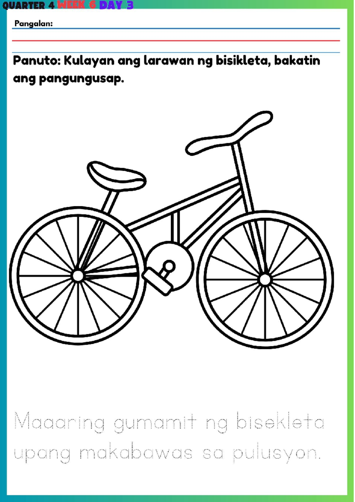 Quarter 4 Activities: Kulayan at Basahin ang mga Pangungusap - Studocu