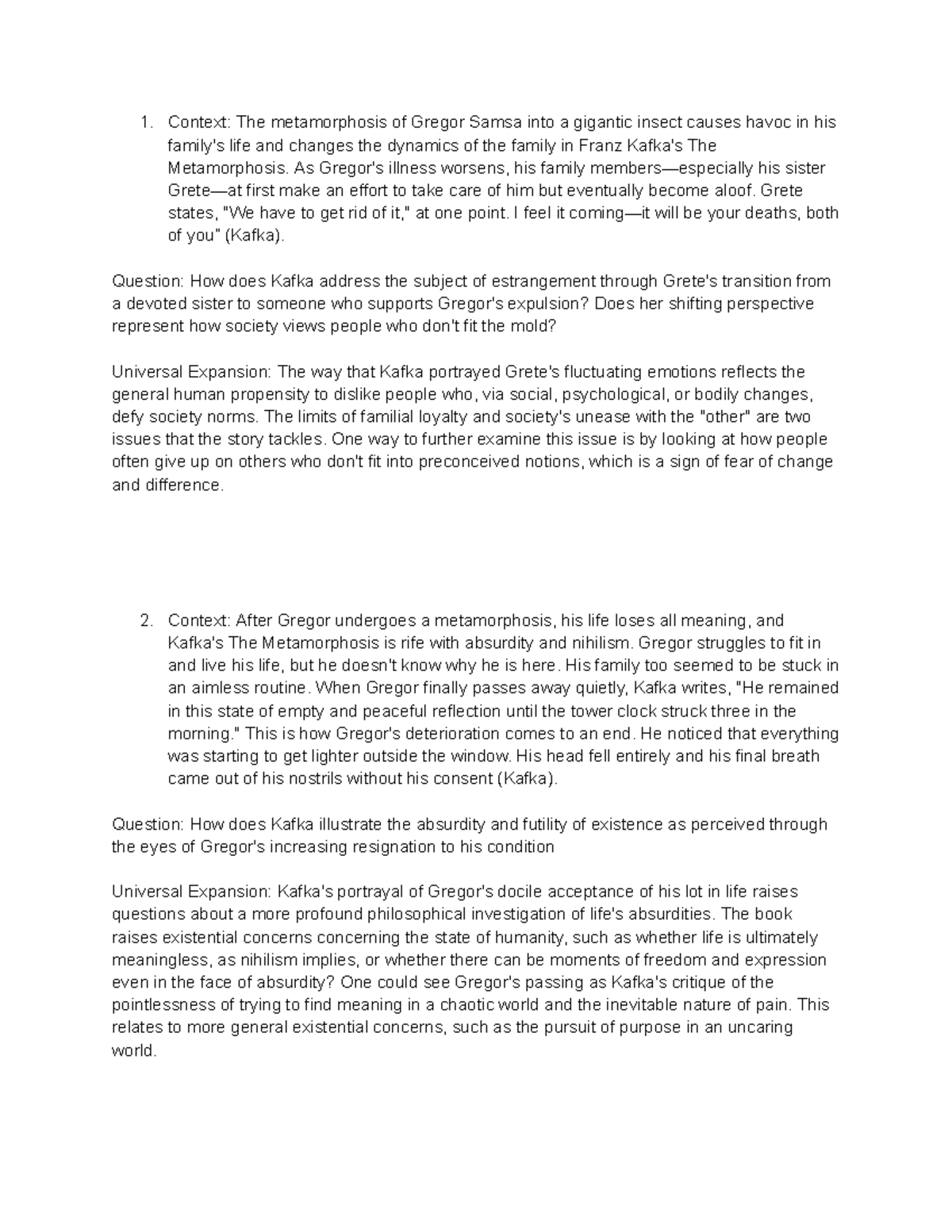 AP Lit Socratic Seminar 2: Exploring Estrangement & Absurdity in Kafka ...
