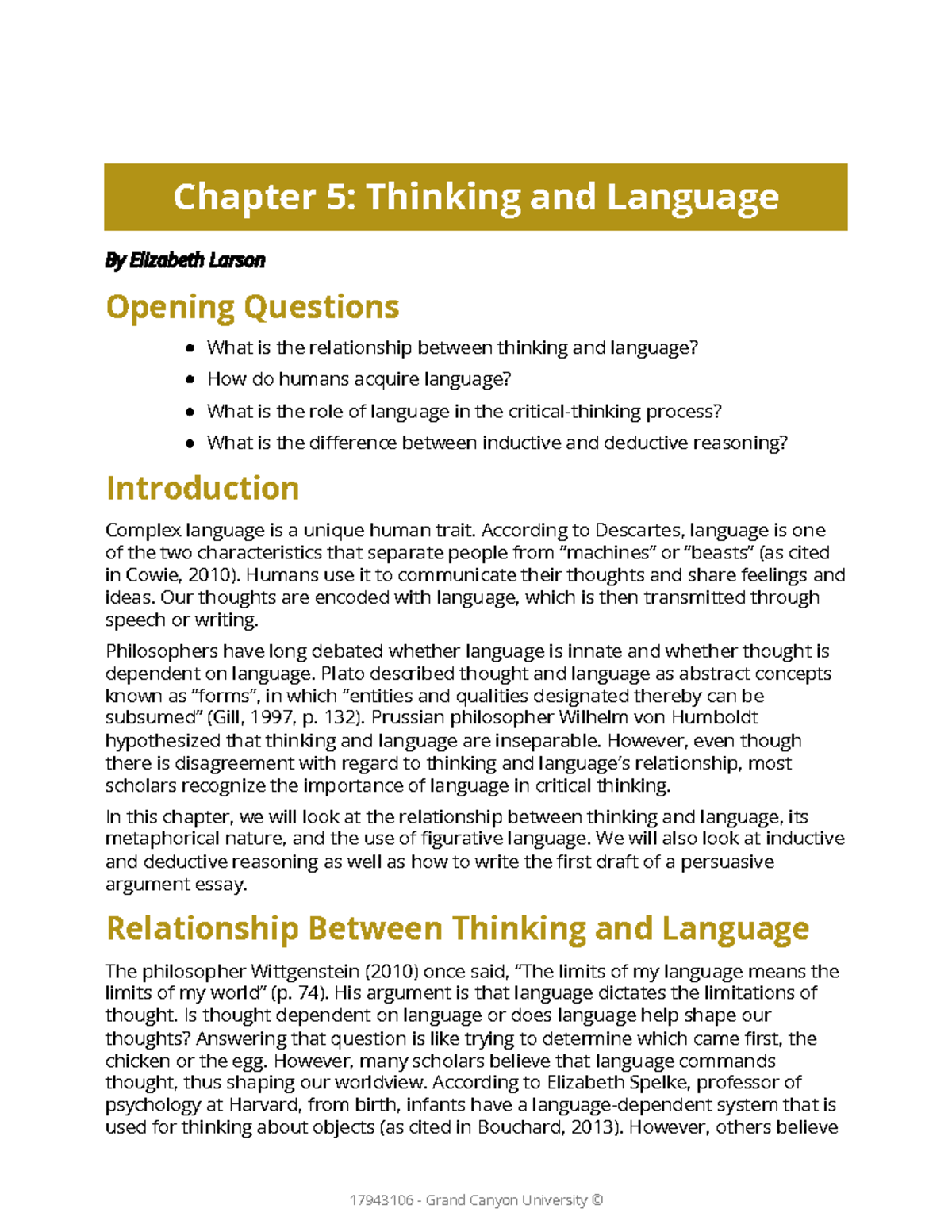 Chapter 5: The relationship between thinking and language in psychology ...
