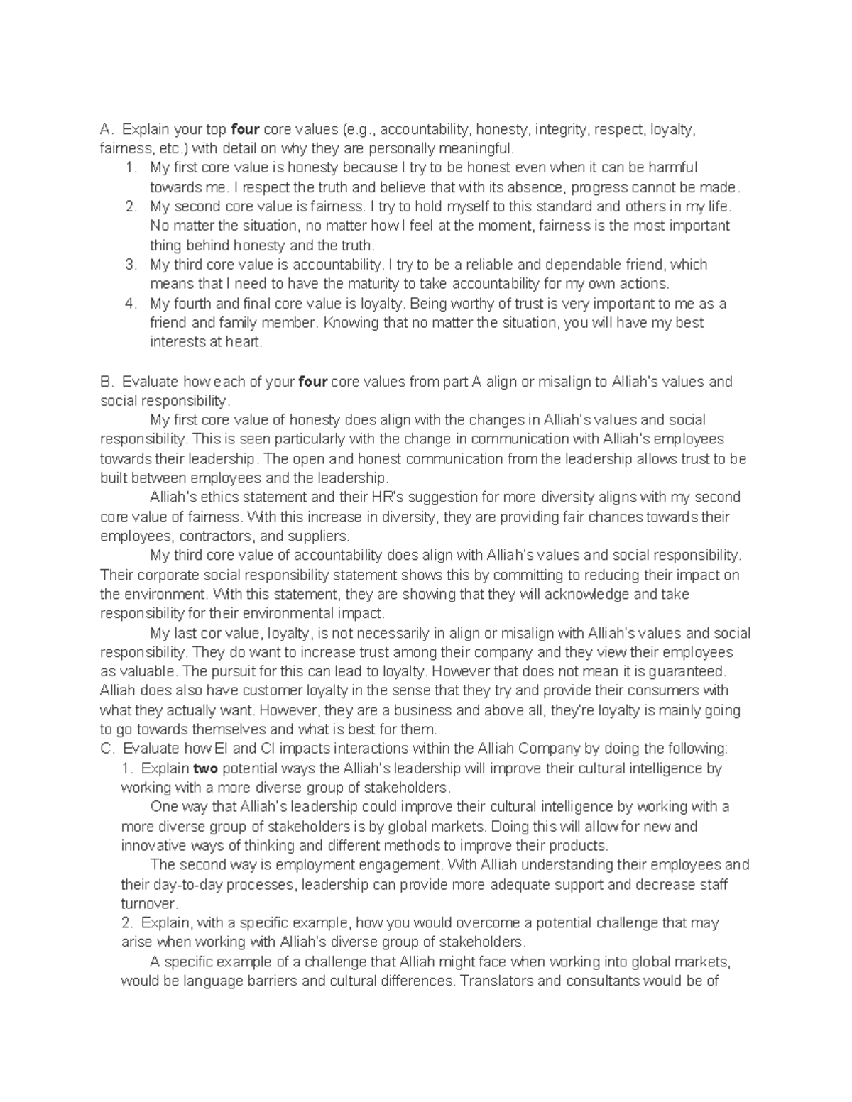 EI Task 2 - Emotional and Cultural Intelligence final essay. - A ...