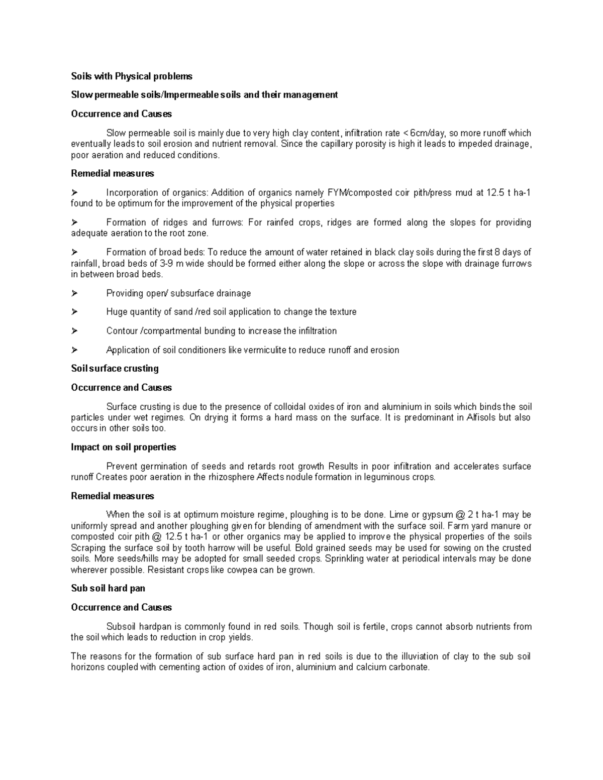 Soils with Physical and chemical problem problems - Soils with Physical ...