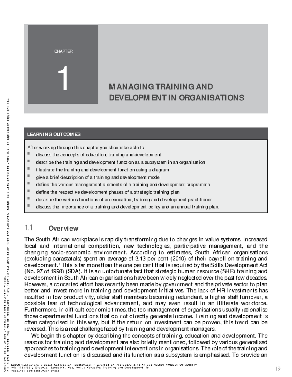 Chapter 1: Managing Training and Development in Organisations - Studocu