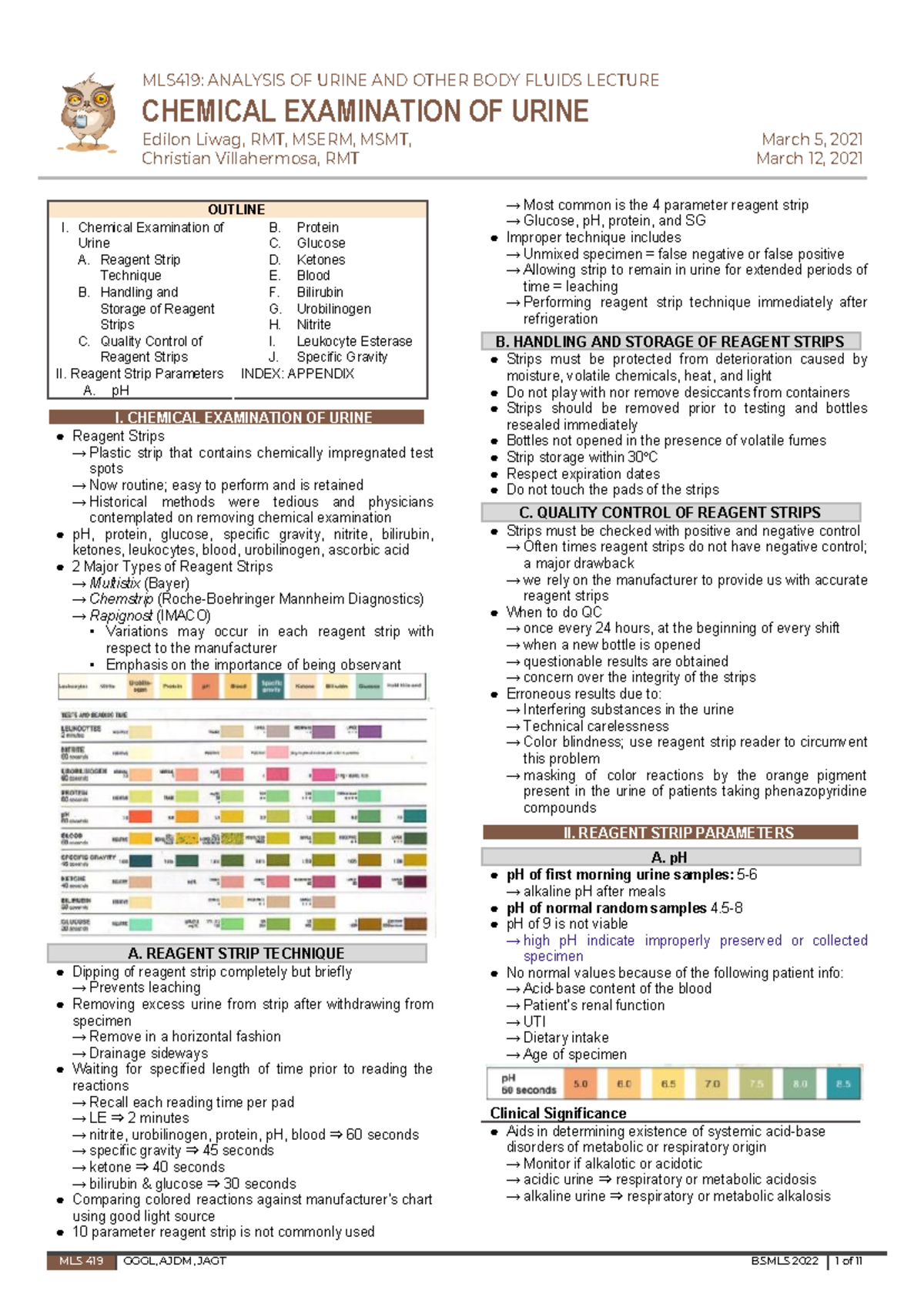 MLS419: Chemical Examination of Urine - Reagent Strips Overview Part I ...