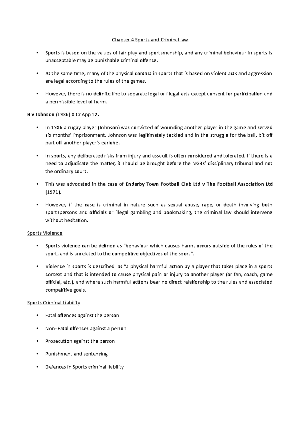 Chapter 4: Sports and Criminal Law - Legal Aspects and Case Studies ...