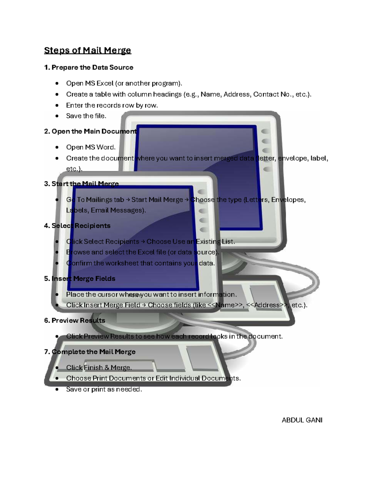 Mail Merge Steps: A Guide to Using MS Word & Excel - Studocu