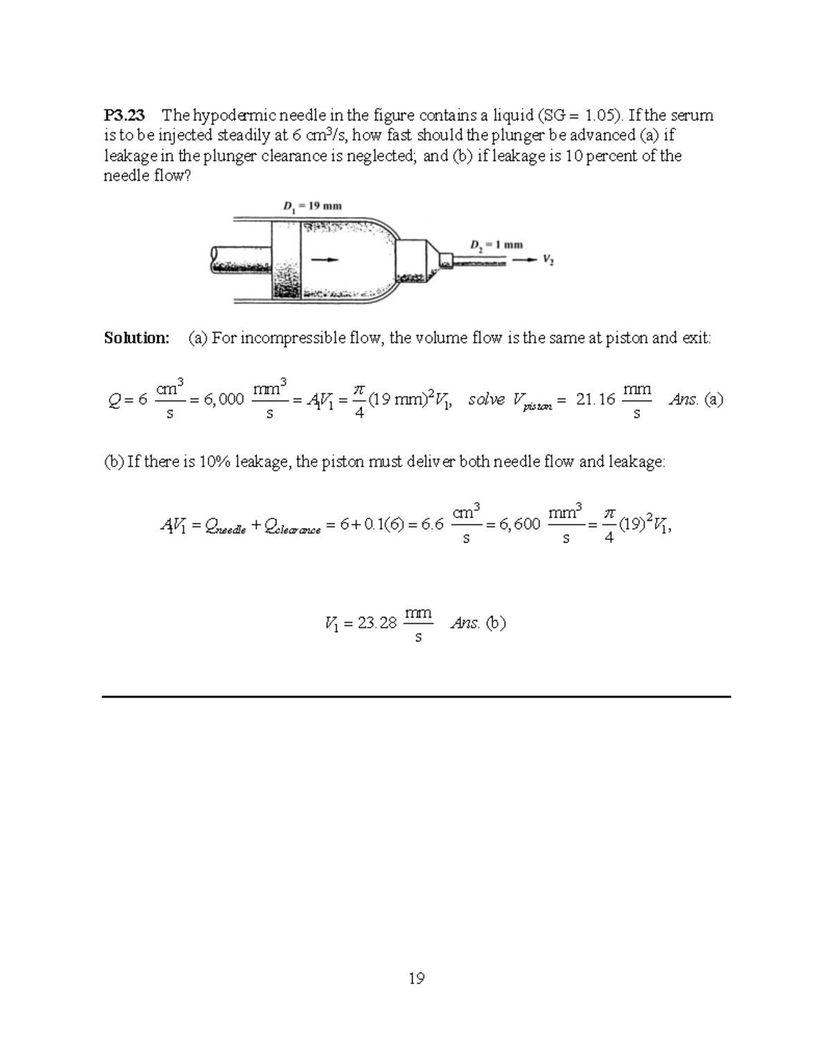 P3.23 White Solutions Manual: Hypodermic Needle Flow Calculations - Studocu