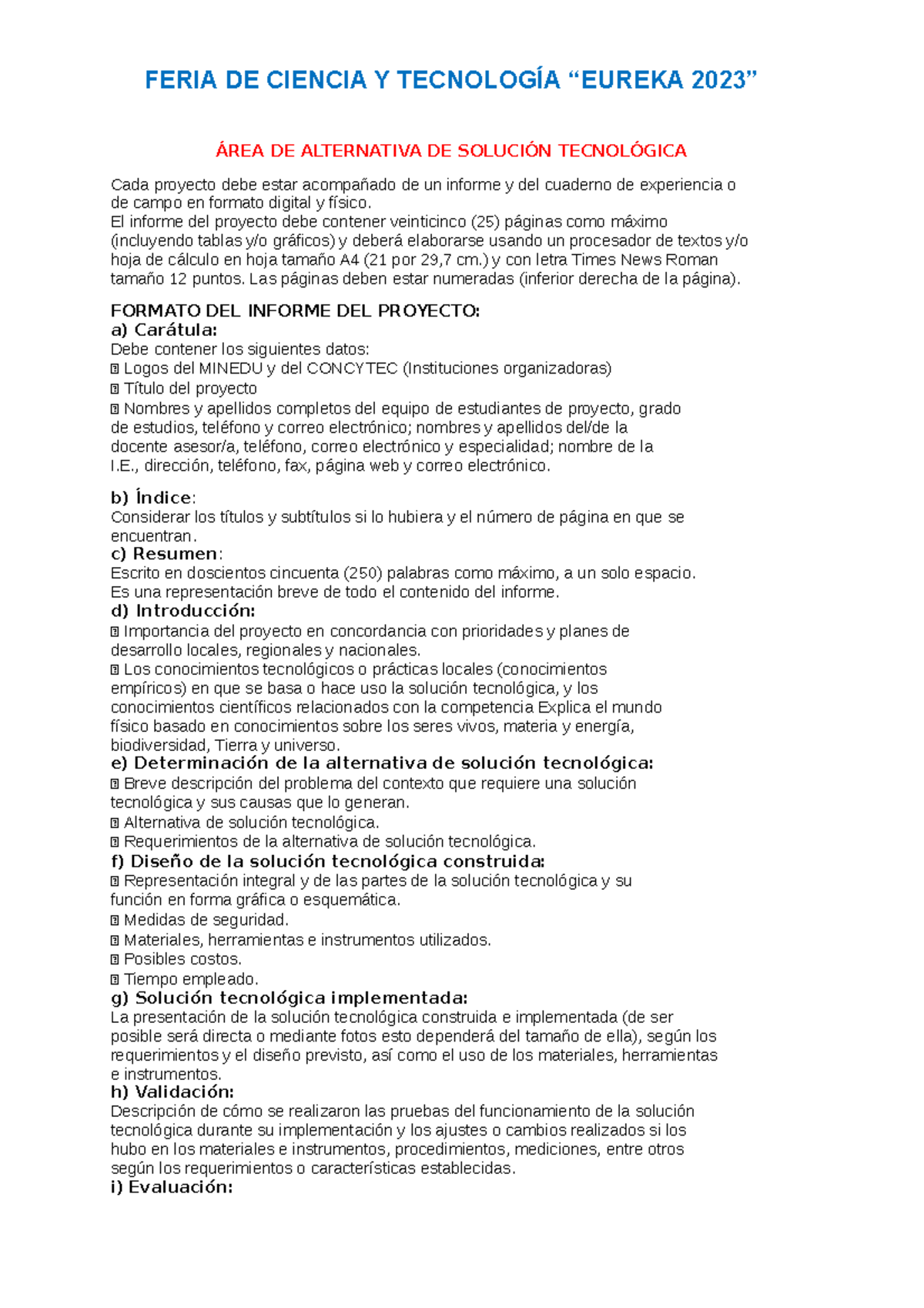 FENCYT 2023: Informe del Proyecto de Solución Tecnológica - Studocu