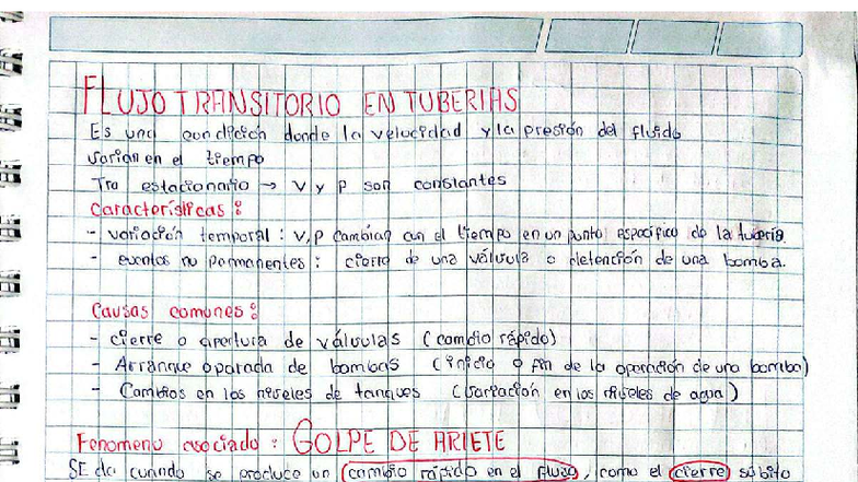 FLUJO TRANSITORIO EN TUBERÍAS: Análisis y Mitigación (561001a) - Studocu