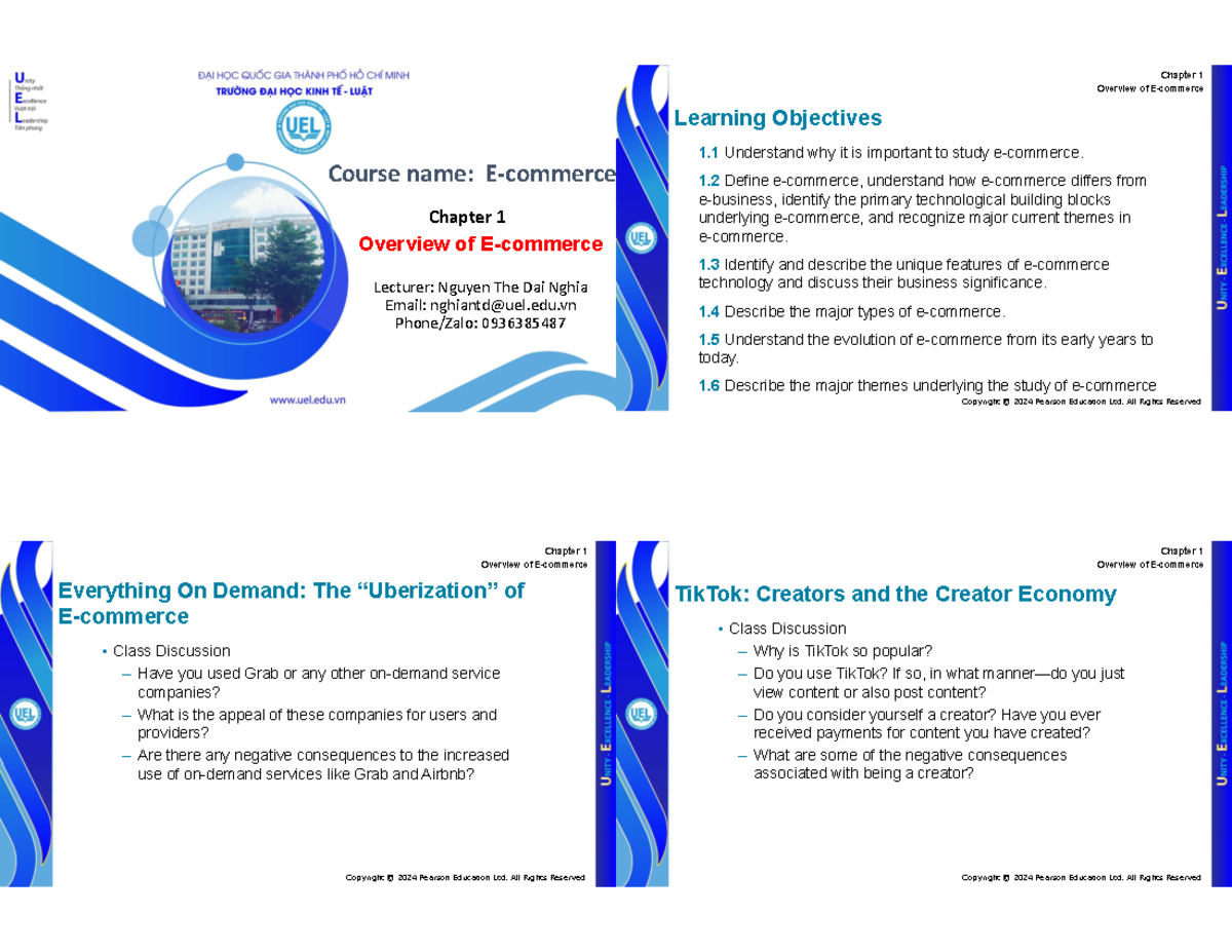 E-commerce chapter 1 - TMĐT - Overview of E-commerce Course name: E ...