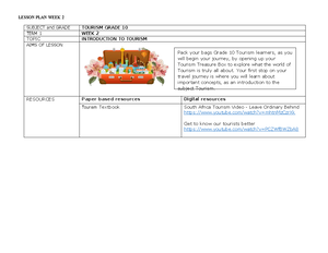 Final Exam - Tourism G10 Term 1 W3: Types & Profiles of Tourists - Studocu