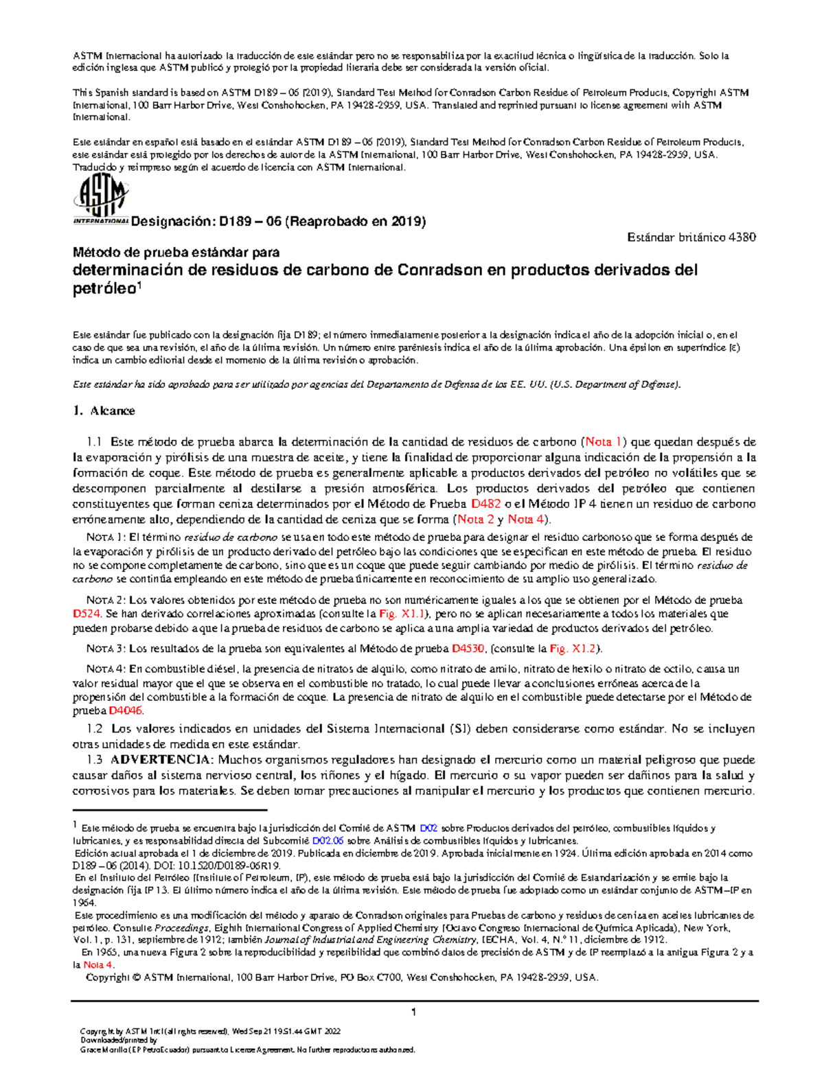Método de Prueba Estándar ASTM D189-06 para Residuos de Carbono en ...