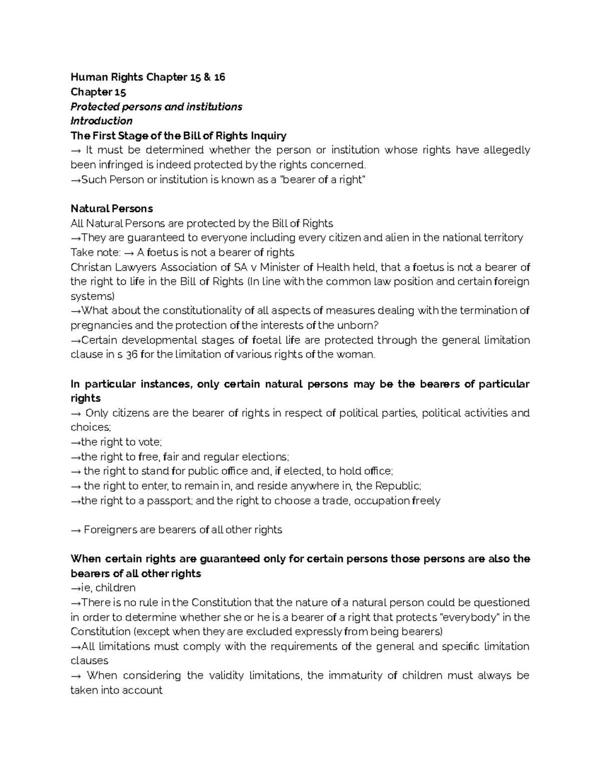 Human Rights Chapter 15 & 16 Exam Notes: Roles and Duties Explained ...