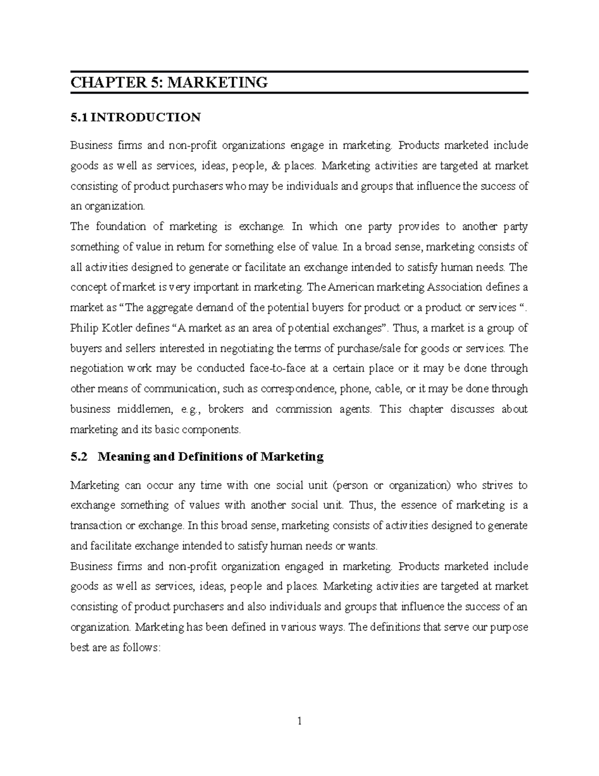 Chapter 5(1) - Marketing Principles Overview and Key Concepts - Studocu