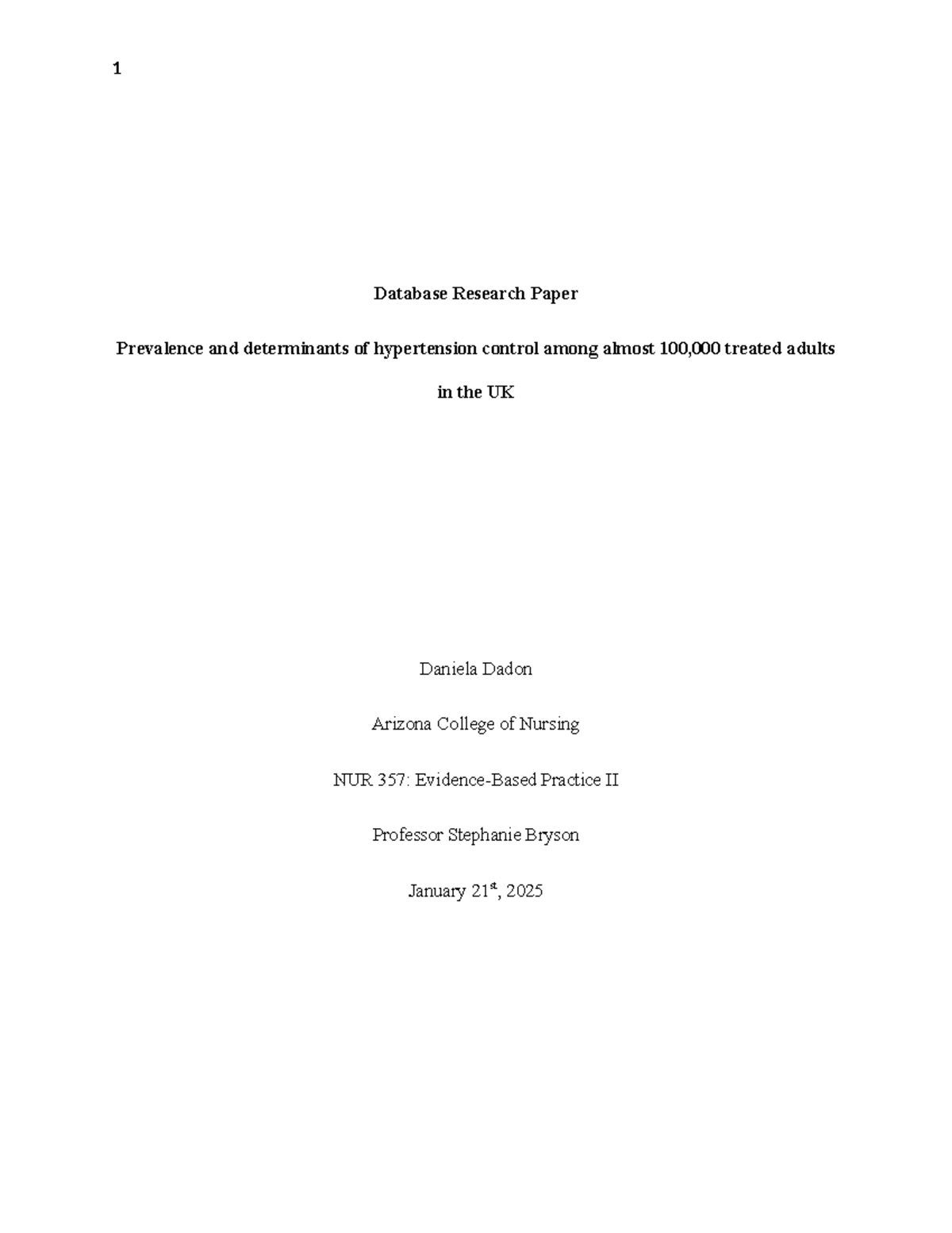 Database Research Paper - Database Research Paper Prevalence and ...