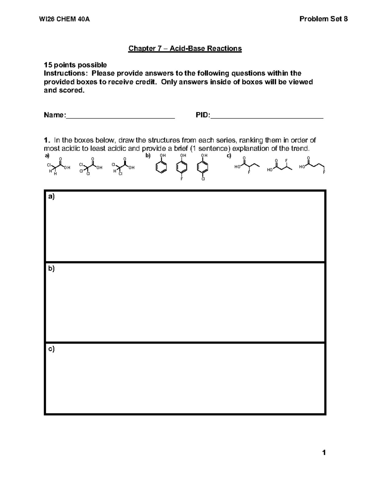 WI26 CHEM 40A Problem Set 8: Chapter 7 Reactions & Concepts - Studocu