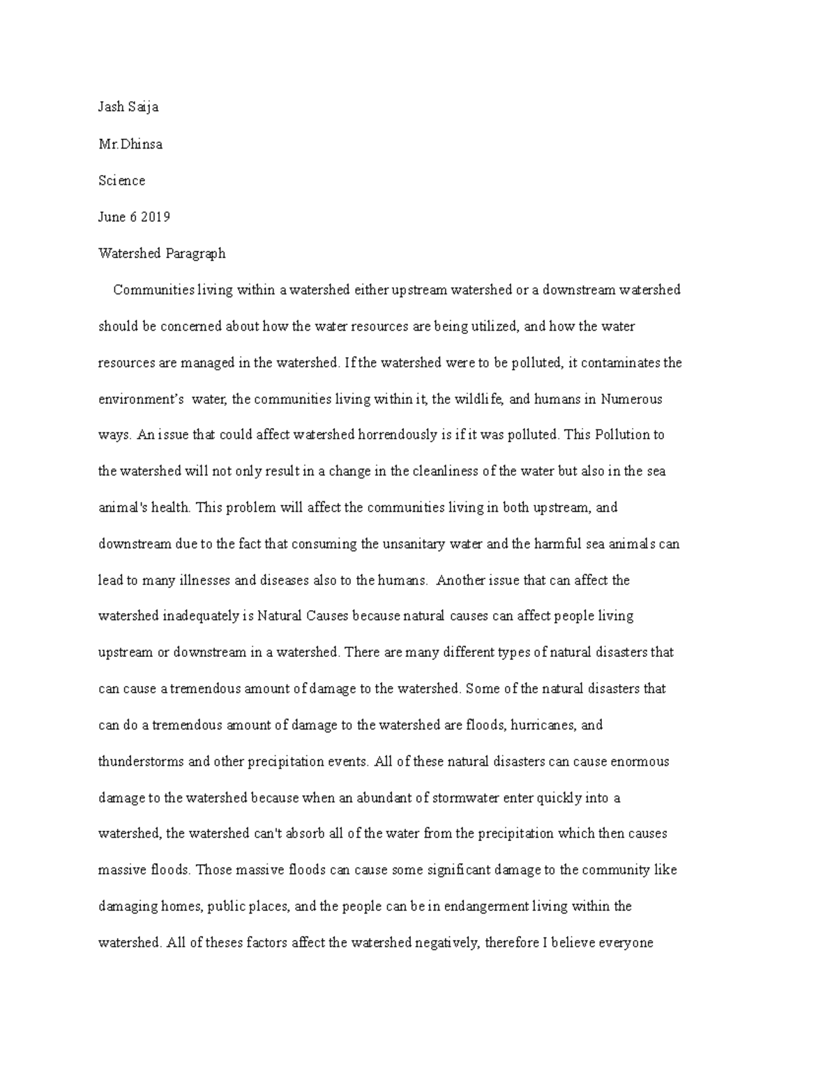 Watershed Management Issues: Pollution & Natural Disasters - Studocu