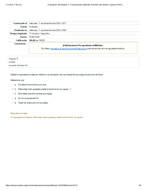Evaluación del Módulo 2 - Programas de control de infecciones Revisión del intento Campus PAHO ...