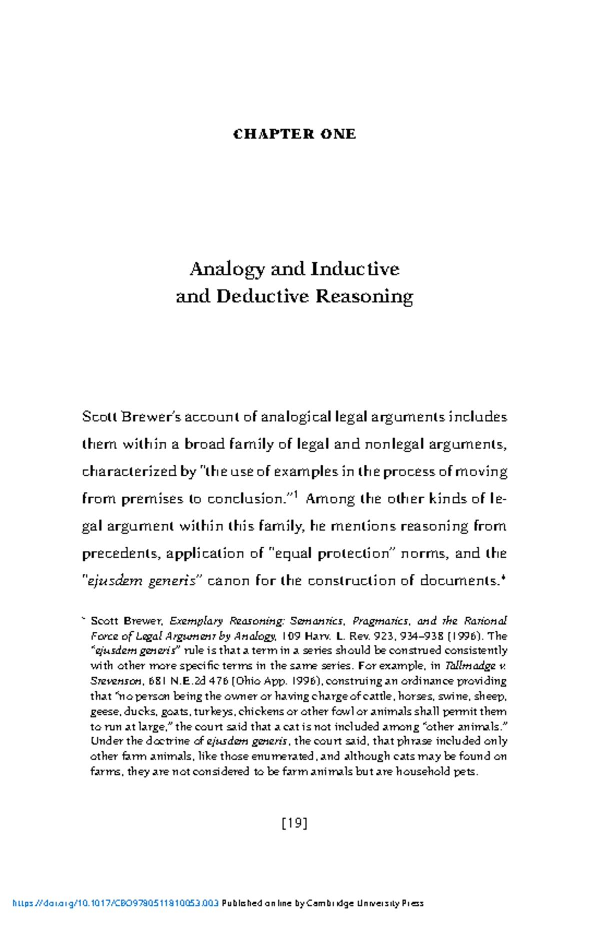 CHAPTER ONE: Analogy, Inductive & Deductive Reasoning in Legal Context ...