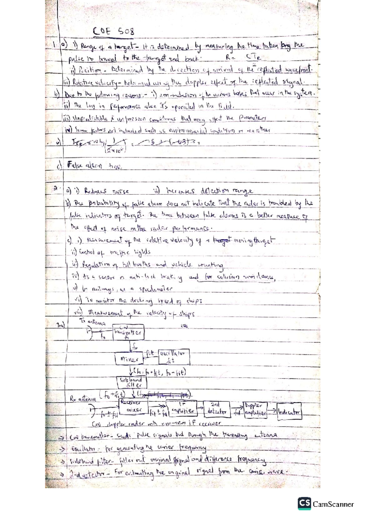 COE 508 Past Questions Solutions - Radar Systems Analysis - Studocu