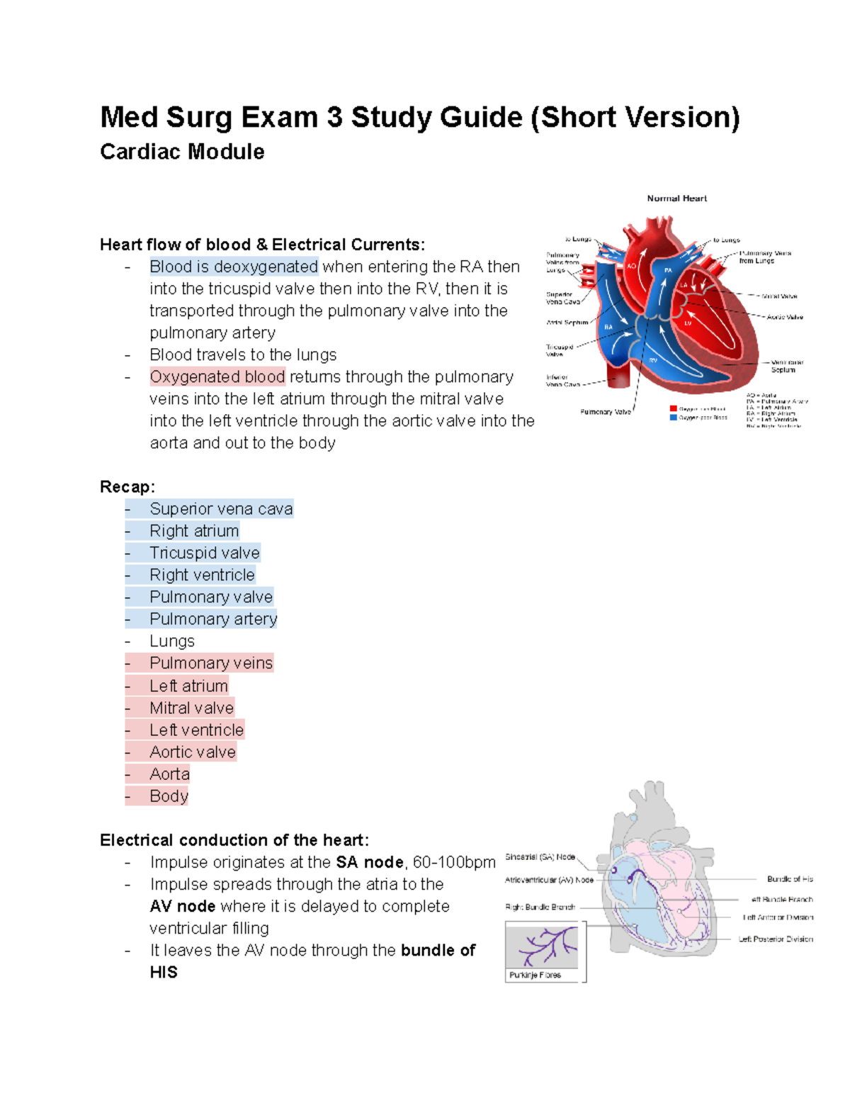 Med Surg Exam 3 Study Guide: Cardiac Module Overview - Studocu