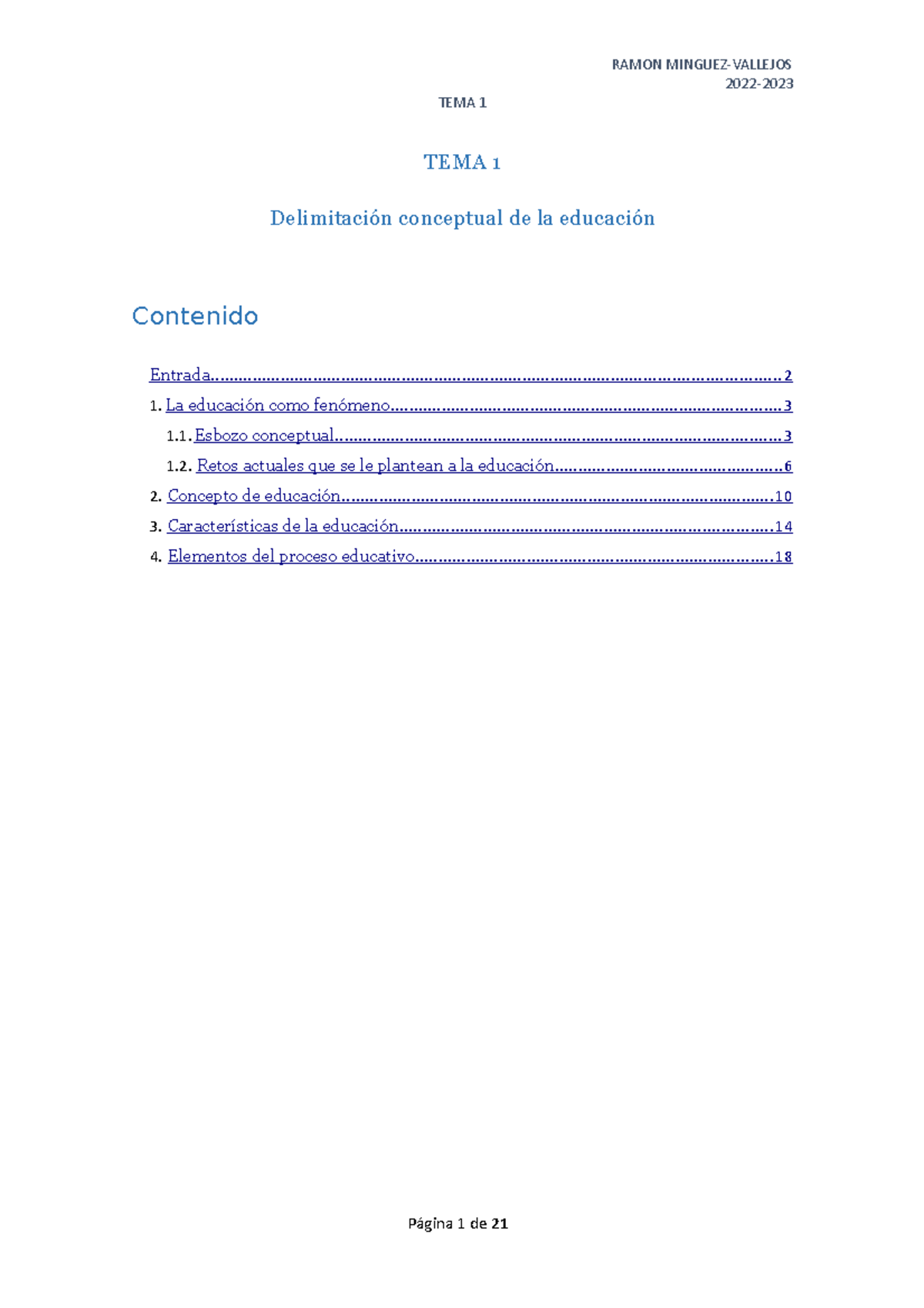 Tema 1 Delimitación conceptual de la educación - RAMON MINGUEZ-VALLEJOS ...