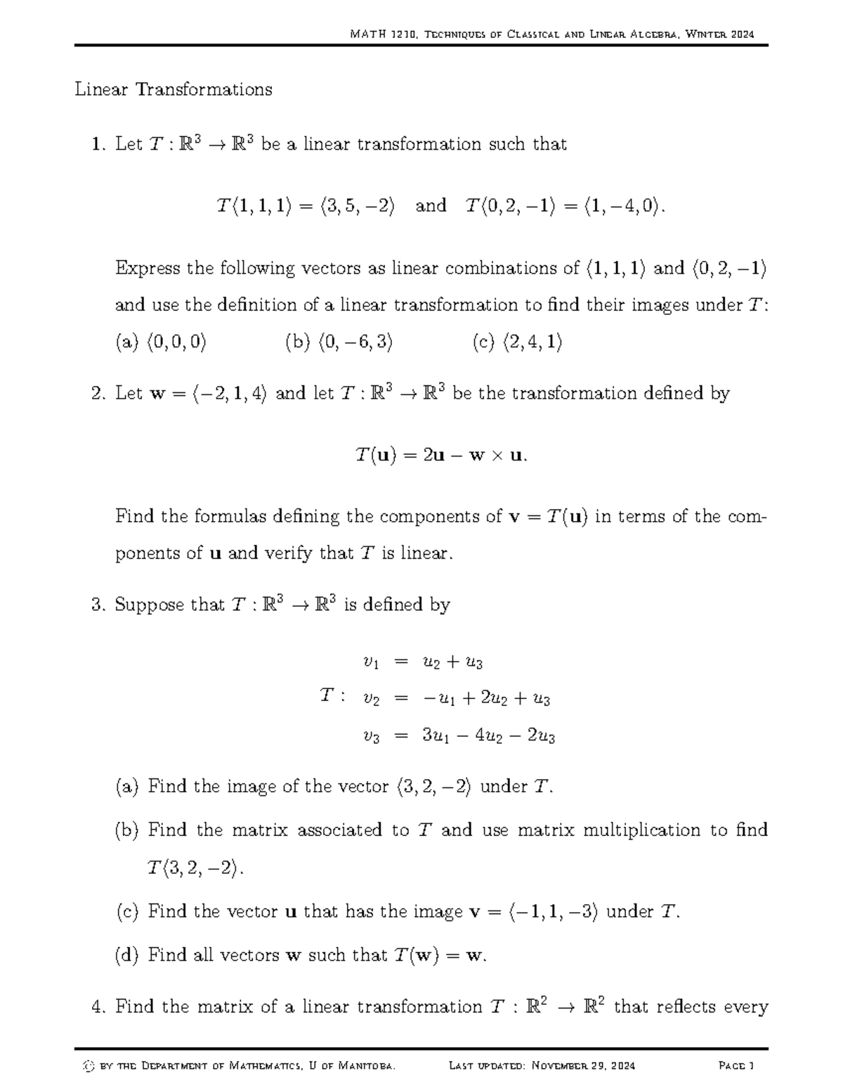 1210 PW12 - questions - MATH 1210, Techniques of Classical and Linear ...
