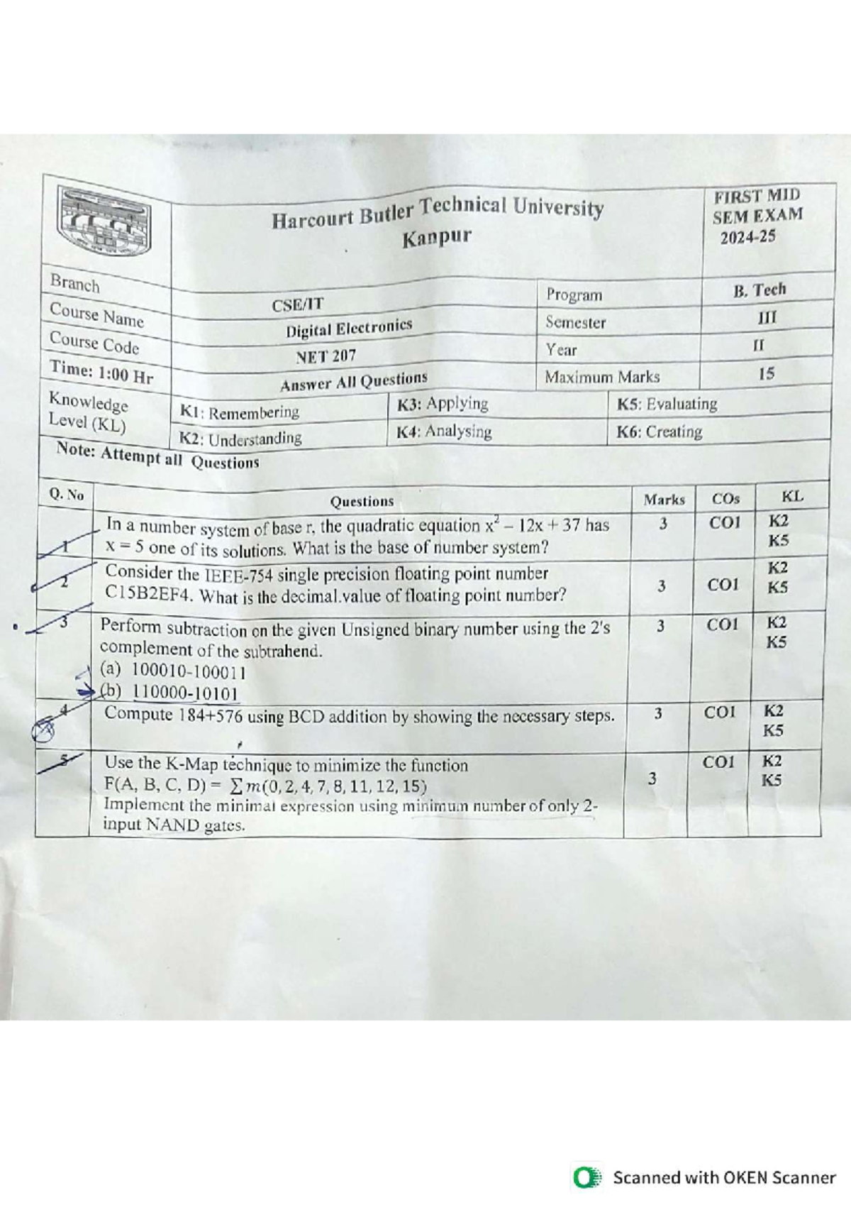 Mid Sem-1 PYQs for B.Tech NET 207 Digital Electronics and Data Structures - Studocu