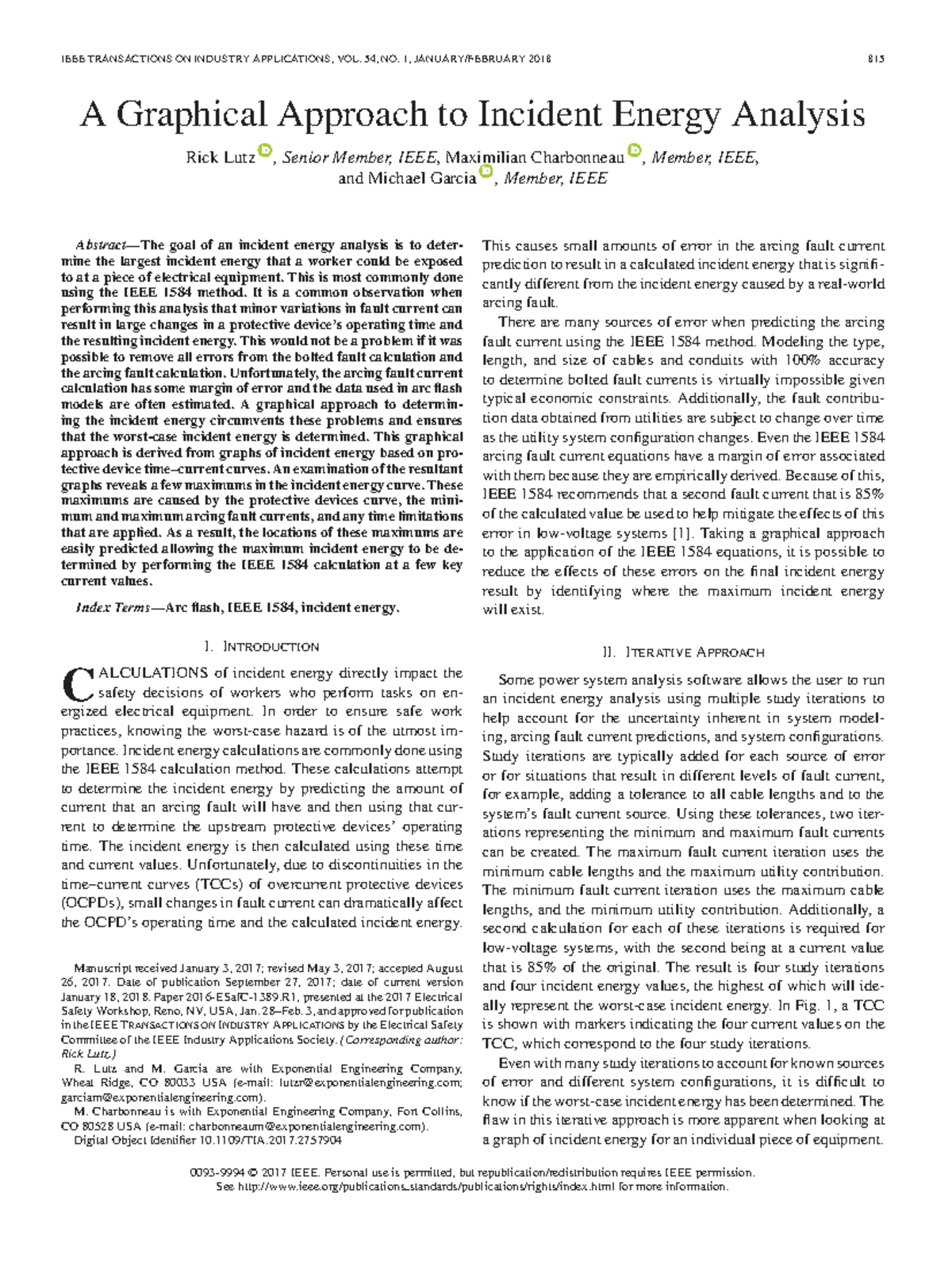 Incident Energy Analysis: A Graphical Approach Using 1584 Method - Studocu