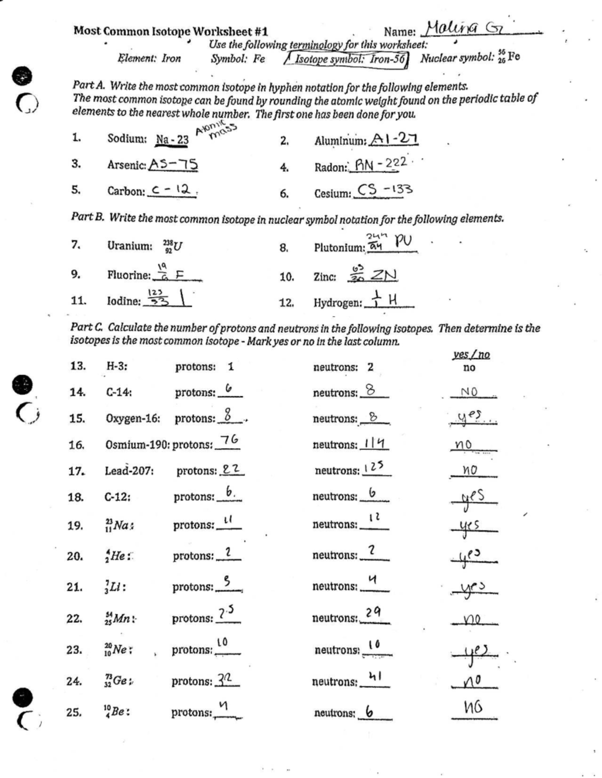 Analysis of Isotopes and Atomic Structure Worksheet (ABC123) - Studocu
