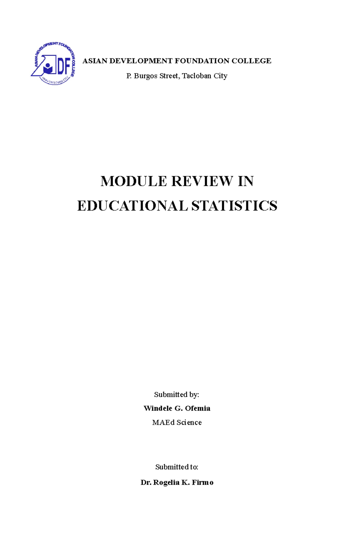 EDUCATIONAL STATISTICS MODULE REVIEW (MAEd) - Studocu