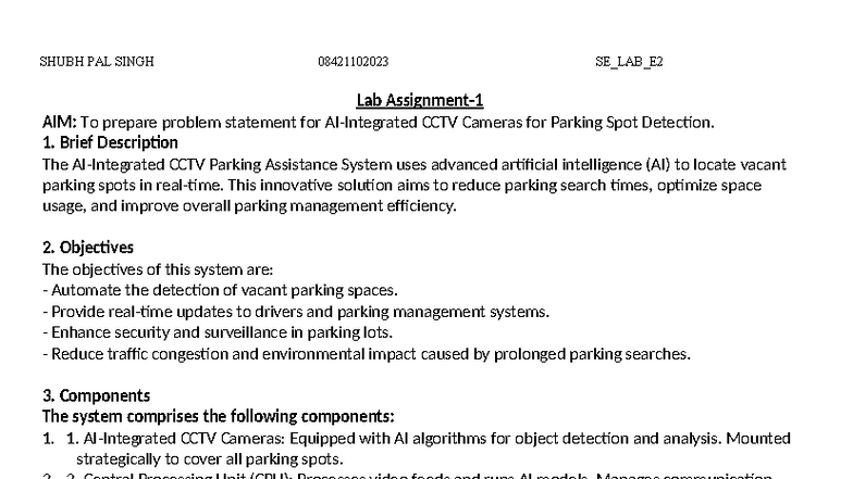 CCTV Cameras for Parking Spot Detection: SE_LAB_E2 Project Overview ...