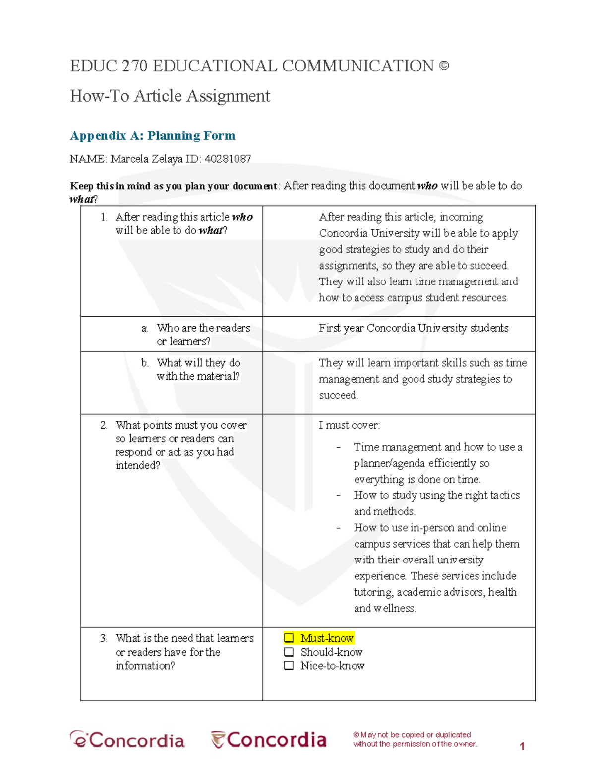 EDUC 270 Article Assignment: Strategies for First-Year Success - Studocu