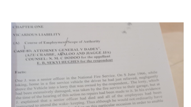 CHAPTER ONE: VICARIOUS LIABILITY IN EMPLOYMENT LAW (AZU CRABBE, AVALOO ...
