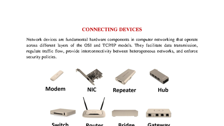 Connecting Devices: Network Devices Overview and Functions - Studocu