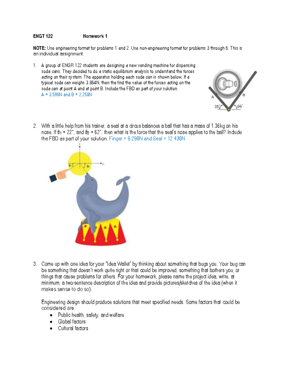 Homework 2 ENGT 121- finished - ENGT 122 Homework 1 NOTE: Use ...