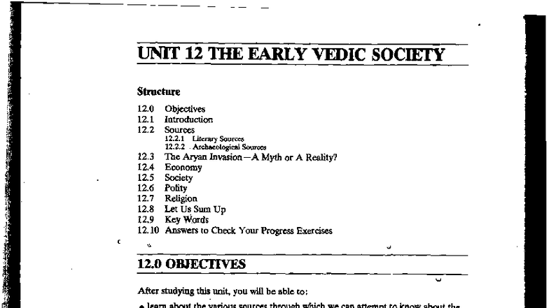 UNIT 12: THE EARLY VEDIC SOCIETY AND ARYAN MIGRATION DEBATE - Studocu