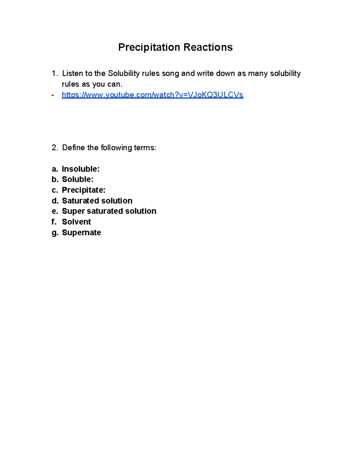Precipitation Reactions: Solubility Rules & Key Concepts - Studocu